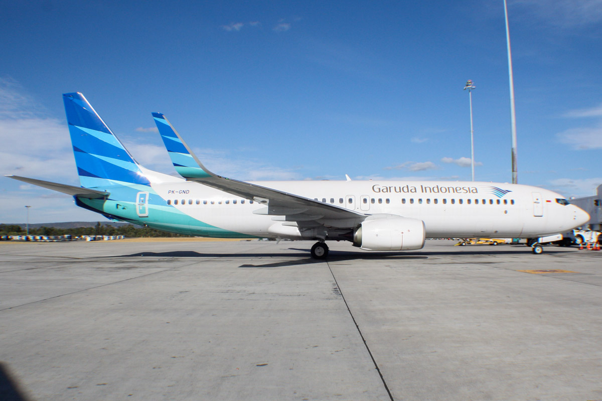 PK-GND Boeing 737-8U3 (MSN 41794/4761) of Garuda Indonesia at Perth ...