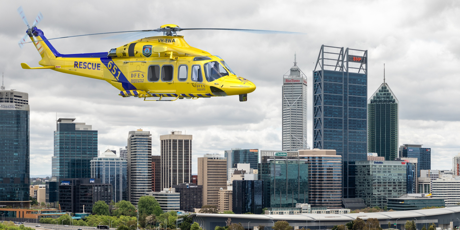 Artist impression of the Leonardo AW139 rescue helicopter over Perth ...