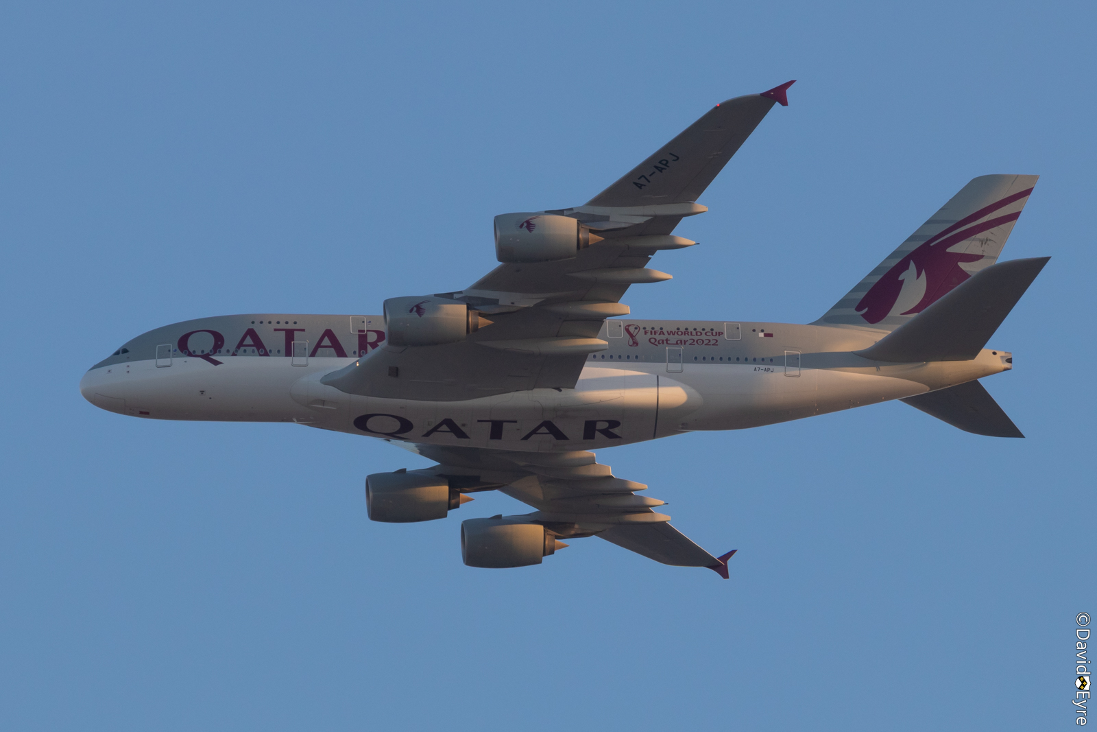 A7-APJ Airbus A380-861 of Qatar Airways, with ‘FIFA World Cup Qatar ...