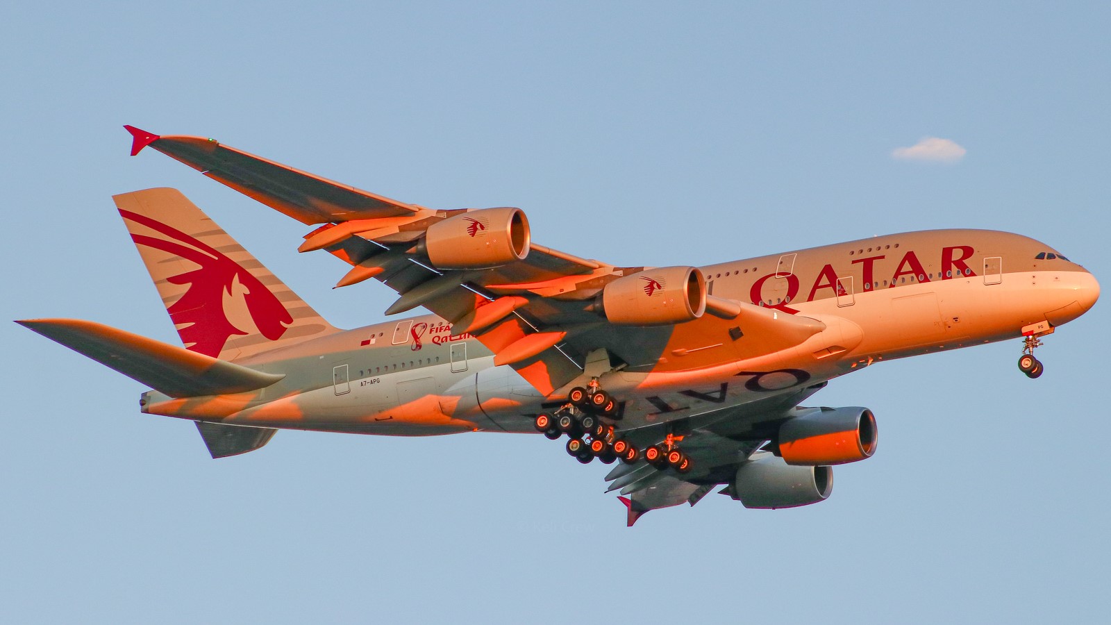 A7-APG Airbus A380-861 of Qatar Airways at Perth Airport, Western ...