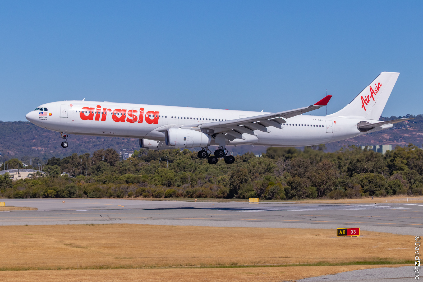 9M-XBG Airbus A330-343 of AirAsia X, at Perth Airport, Western ...
